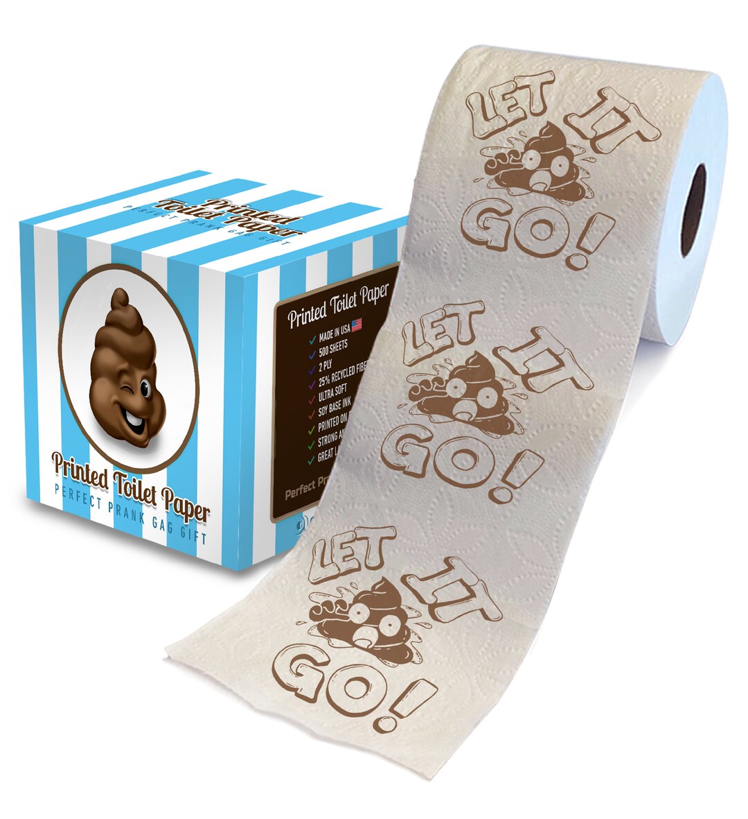 Printed TP Let It Go Printed Toilet Paper Gag Gift – Funny Toilet Paper ...