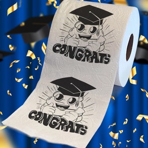 Printed TP Congrats With Excited Poop Printed Toilet Paper Gag Gift ...