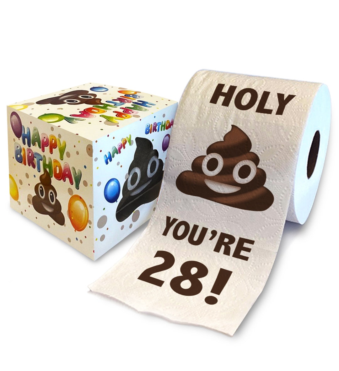 Printed TP Holy Poop You're 28 Printed Toilet Paper Gag Gift Happy 28th ...
