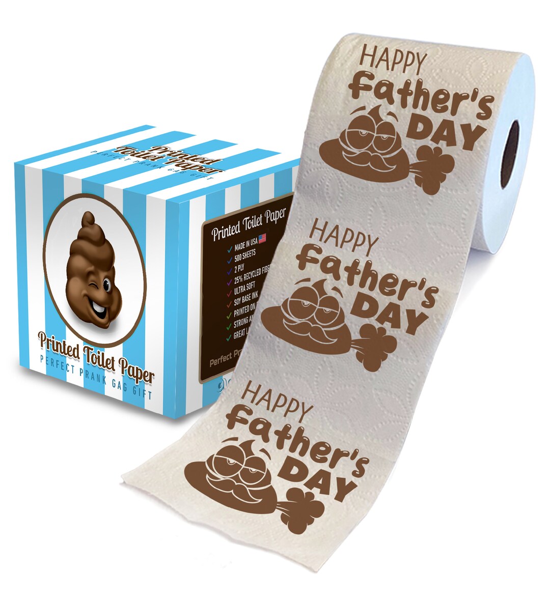 Printed TP Happy Fathers Day Poop Cartoon With Fart Printed Toilet ...