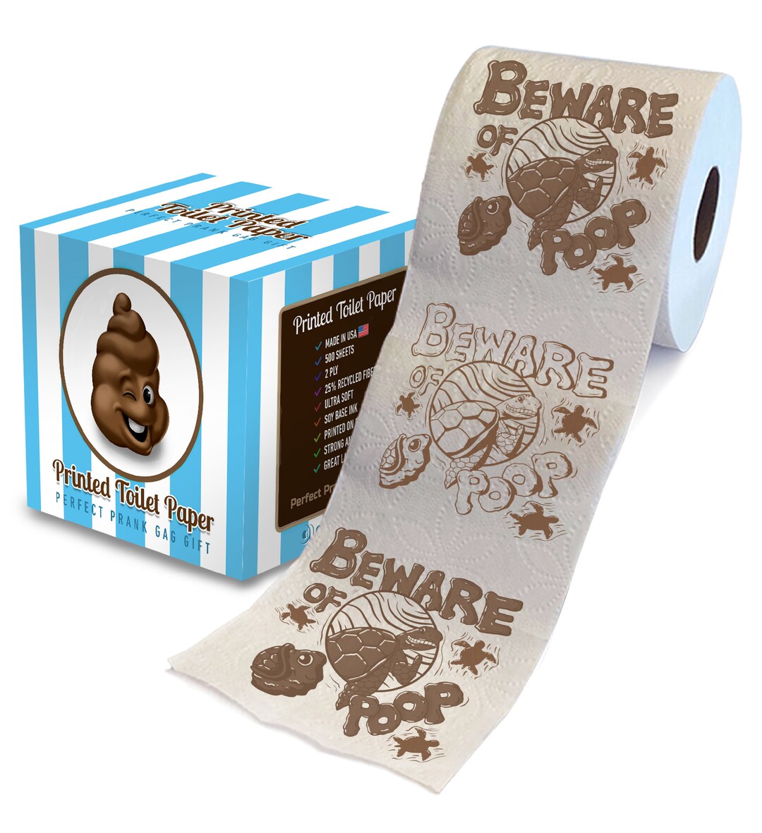 Printed TP Beware of Sea Turtle Poop Printed Toilet Paper Gag Gift ...