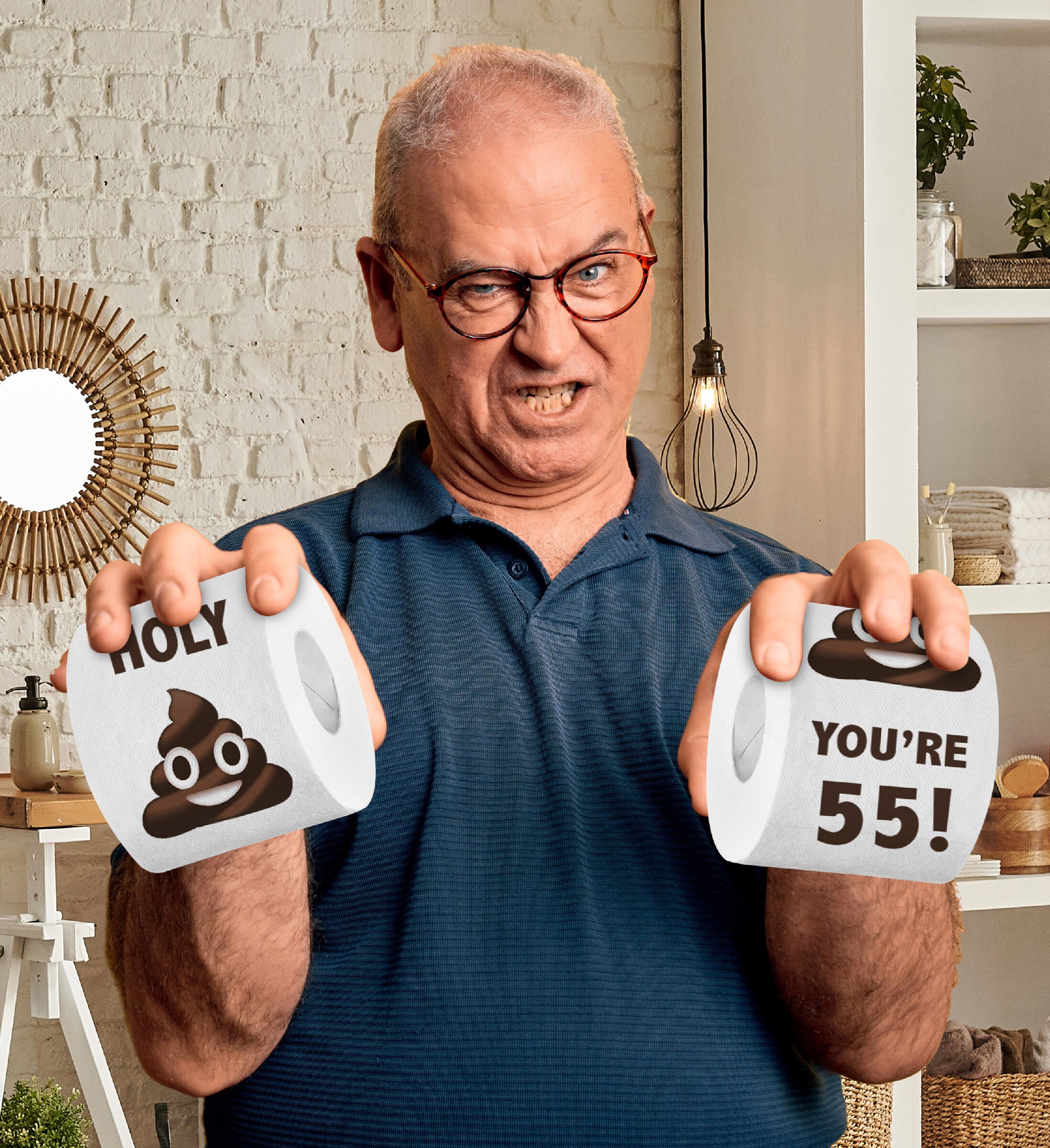 Printed TP Holy Poop You're 55 Printed Toilet Paper Gag Gift – Happy ...