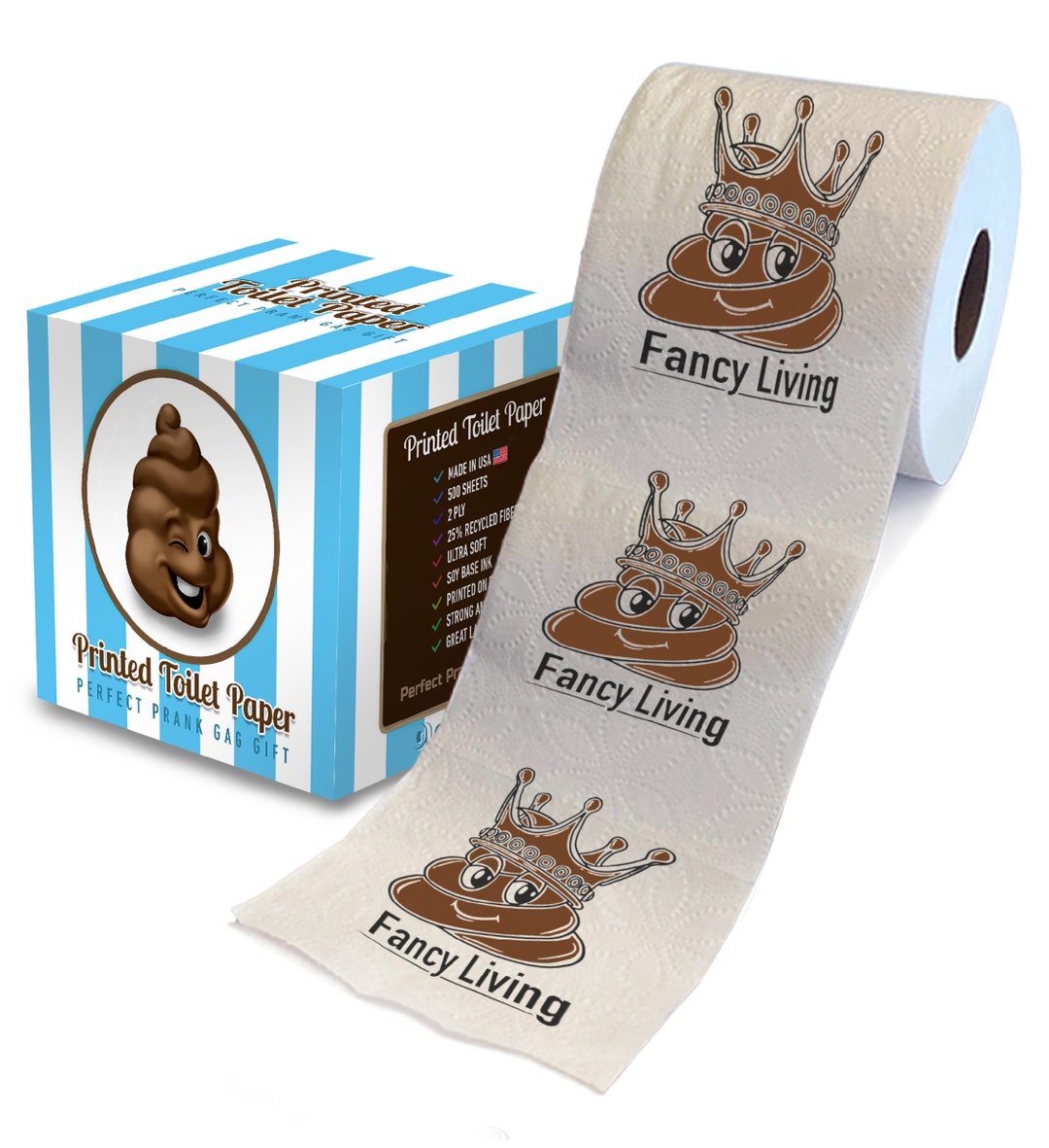 Printed TP Fancy Living Printed Toilet Paper Gag Gift – Funny Toilet ...