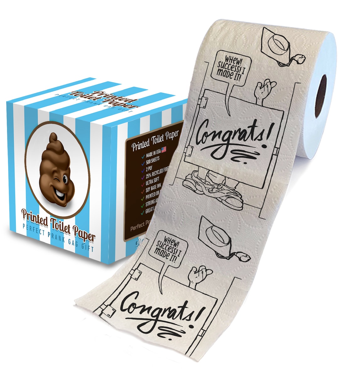 Printed TP Congrats! Whew! Success! I Made It! Printed Toilet Paper Gag ...