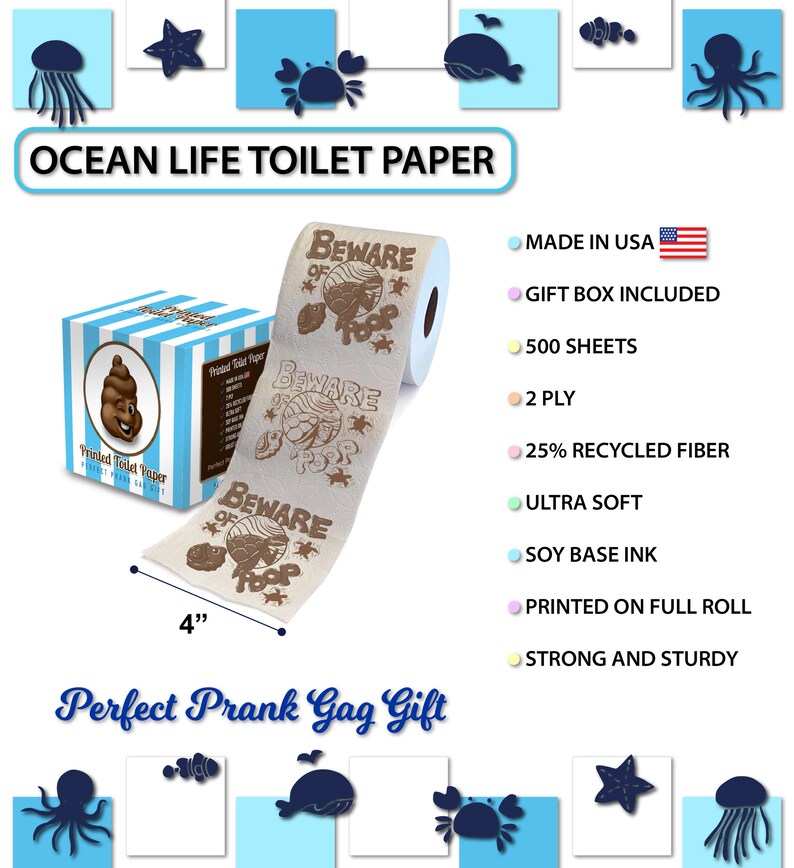 Printed TP Beware of Sea Turtle Poop Printed Toilet Paper Gag - Etsy