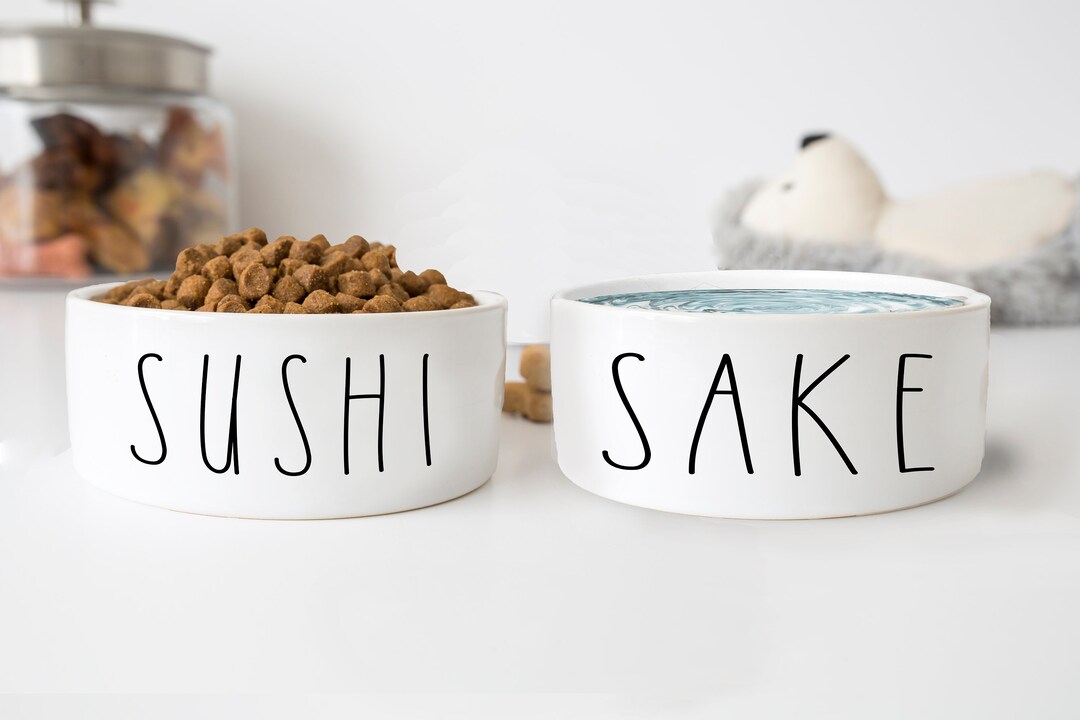 Sushi and Sake Dog Bowl Set: Funny Personalized Ceramic Pet Bowls - Etsy