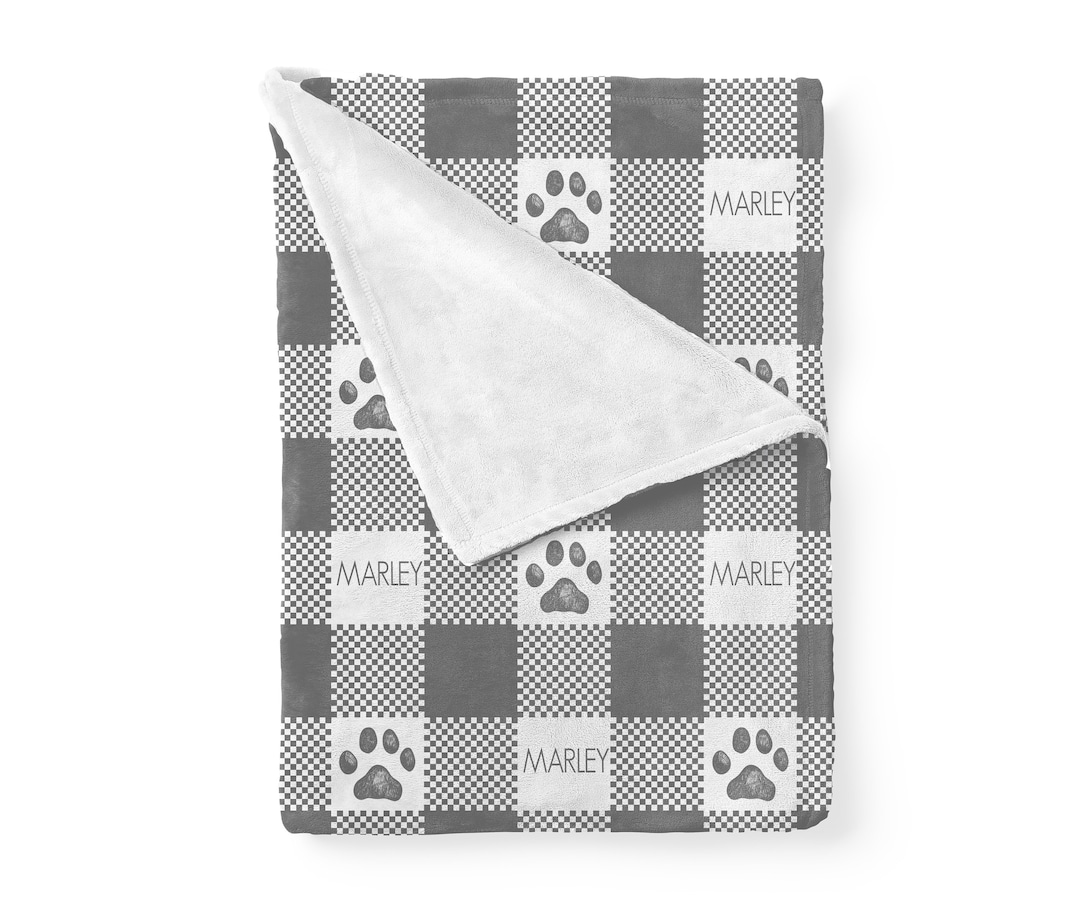 Personalized Checkered Dog Blanket: Plush Fleece Pet Crate Blanket - Etsy