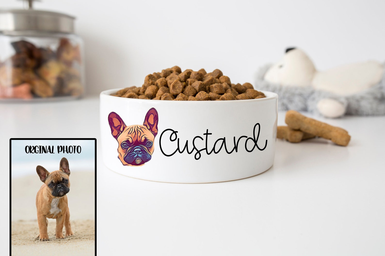 Custom Dog Bowl With Photo, Personalized Dog Bowl or Cat Bowl, Food and ...
