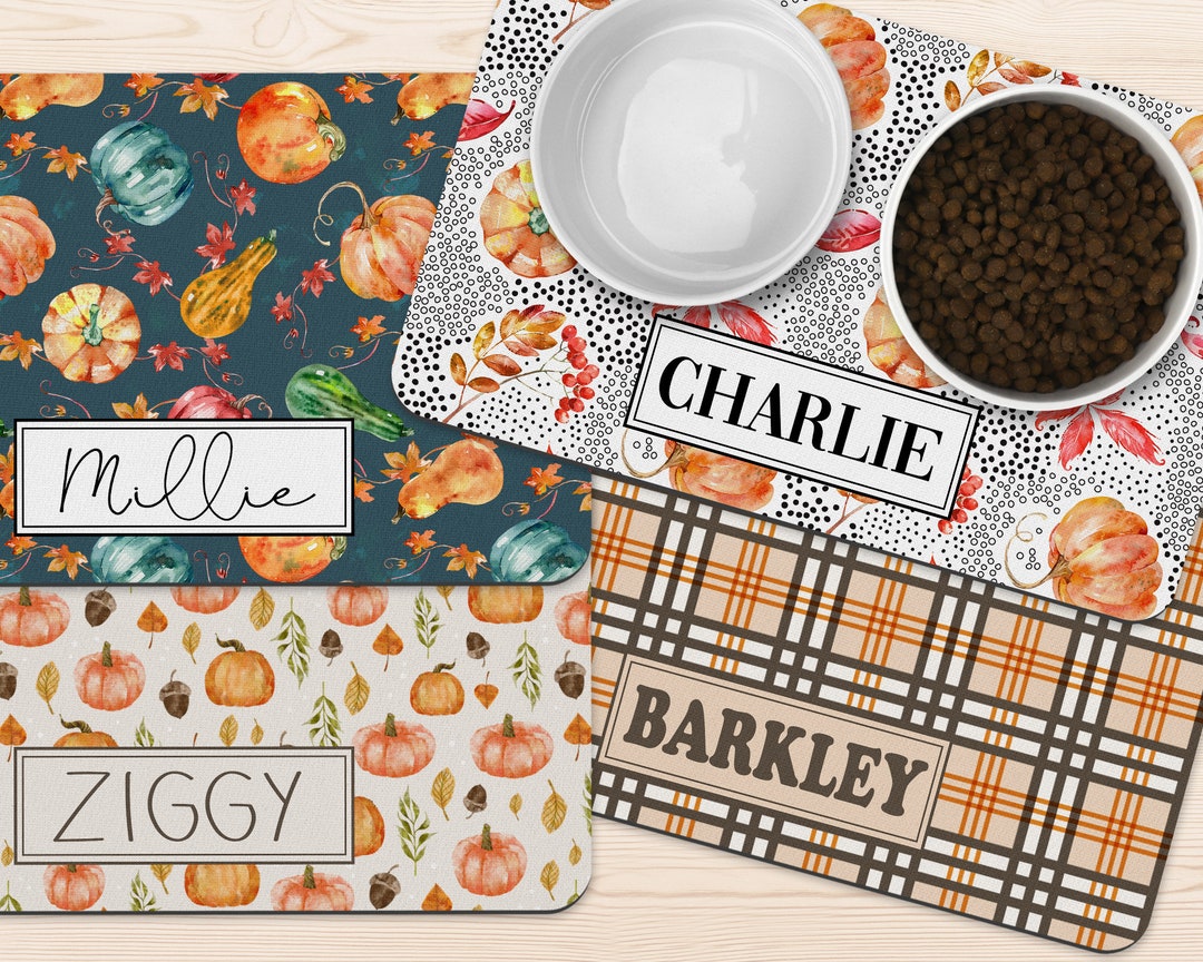 Personalized Fall Pet Mat: Pumpkin Decor, Custom Dog/cat Placemat - Etsy