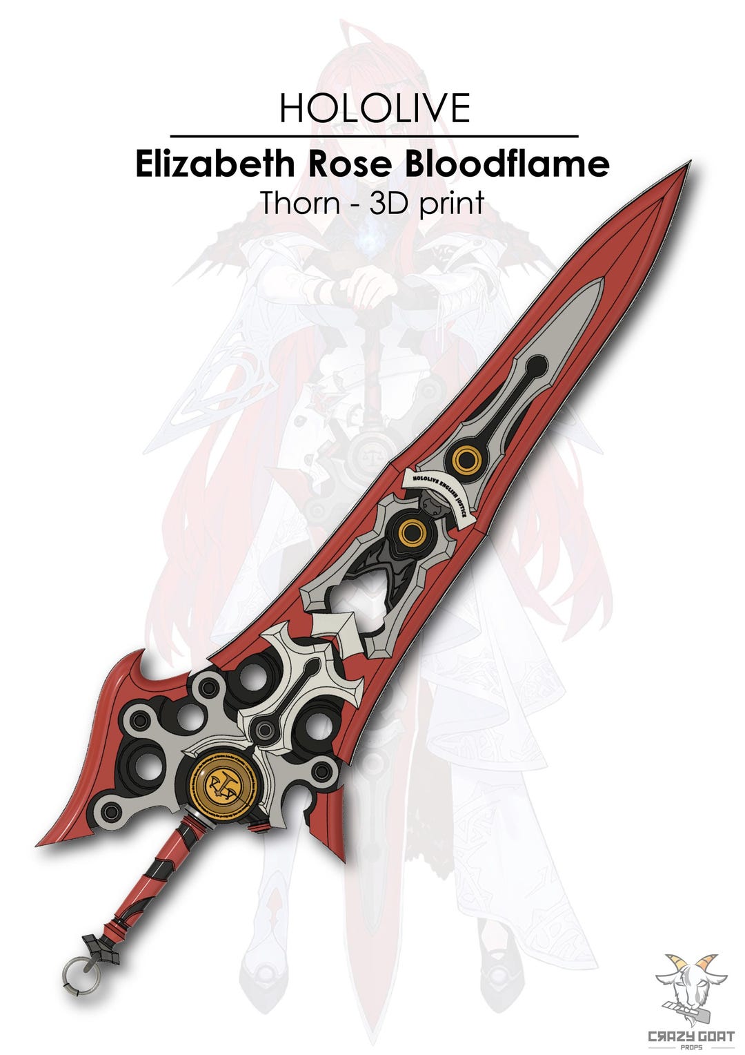Hololive - Elizabeth Rose Bloodflame Sword - Thorn 3d Model/print File ...