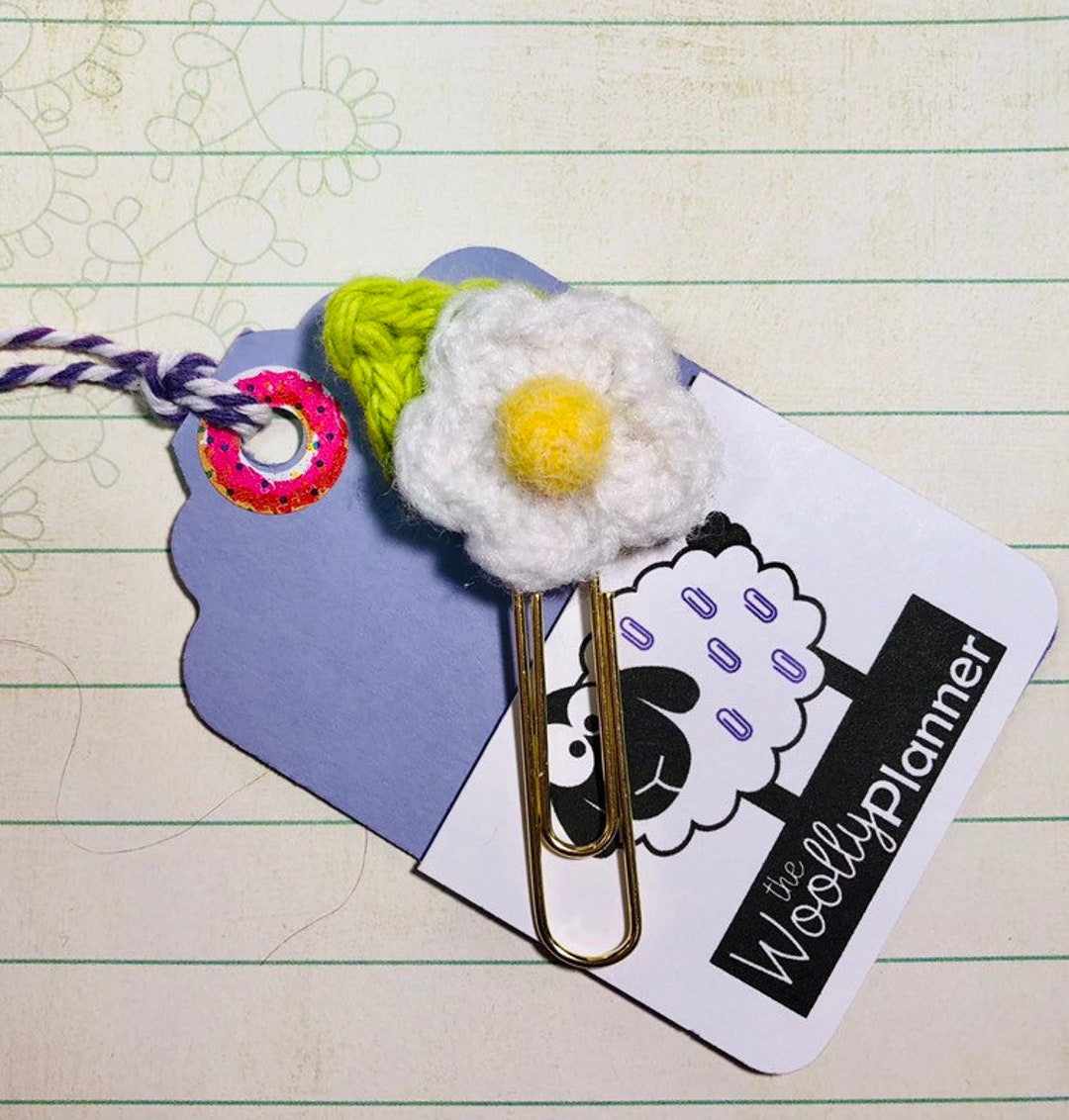 Daisy Crocheted Planner Clip Paperclip Bookmark - Etsy