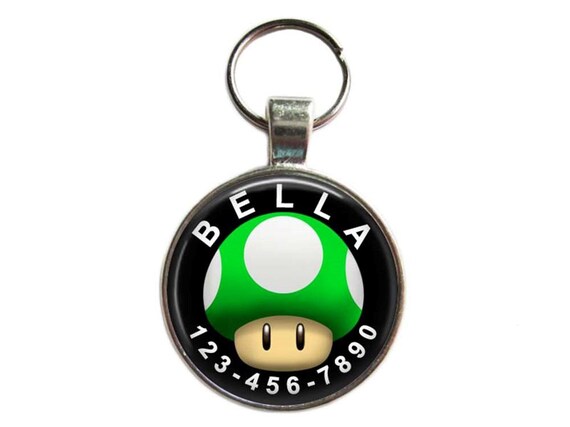Dog ID Tag Green Mushroom mario Dog Tag Cat Tag Pet - Etsy