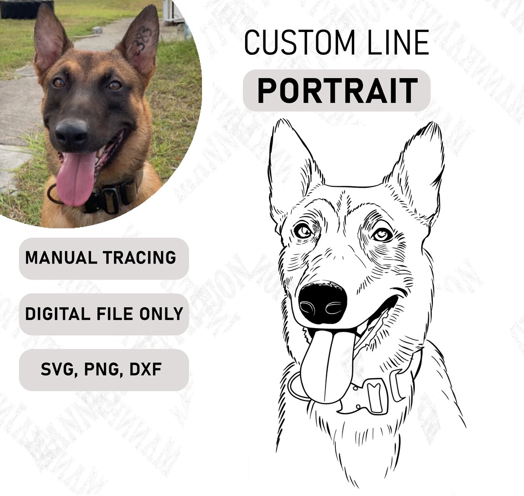 Custom Pet Outline Drawing SVG Portrait - From Dog Photo to SVG Cutting ...