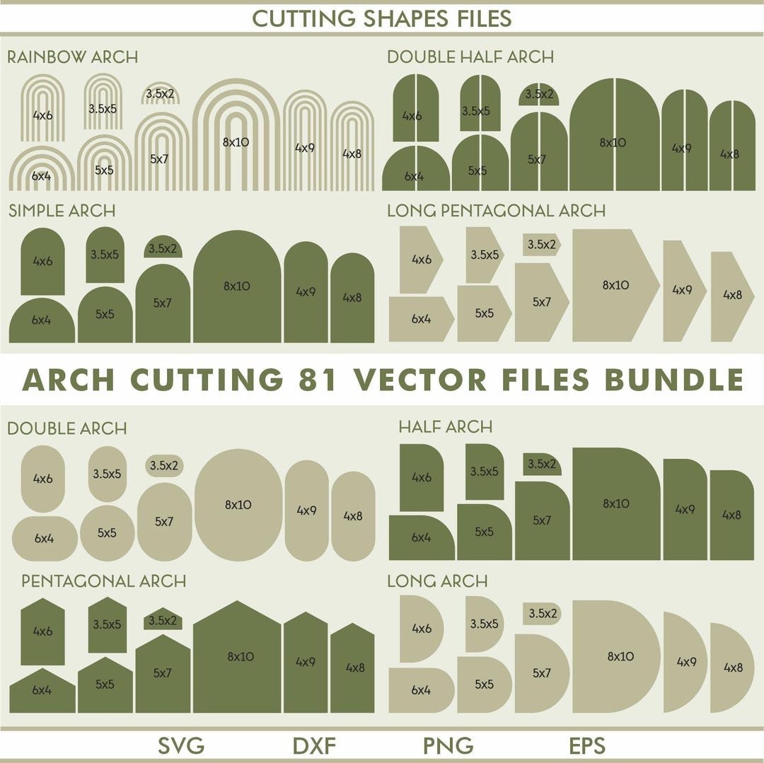 Arched Frame SVG Clipart Bundle: 81 Vector Designs (digital Download ...