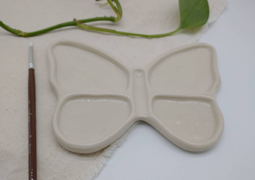 Hand Carved Ceramic Butterfly Palette With Brush Rest (6"x4.5") - Etsy