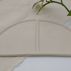 10" Open Mixing Half Circle Paint Palette, Hand Carved Ceramic Palette ...