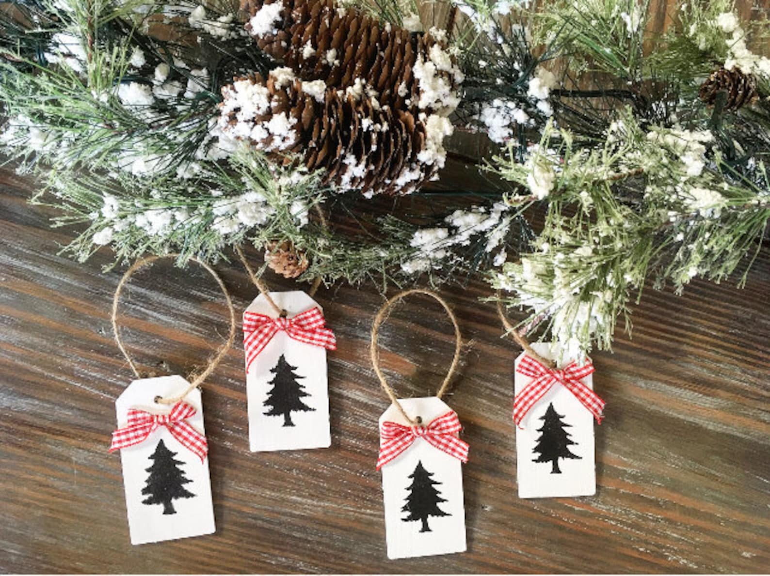 Set of 4 Pine Tree Christmas Ornaments Christmas Tree - Etsy