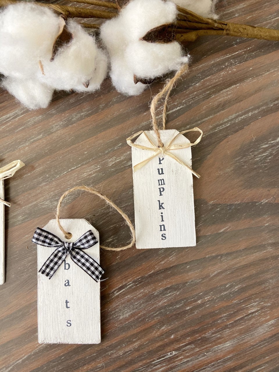 Hand Painted Halloween Tag Ornaments: Farmhouse Wooden Decor, Set of 4 ...