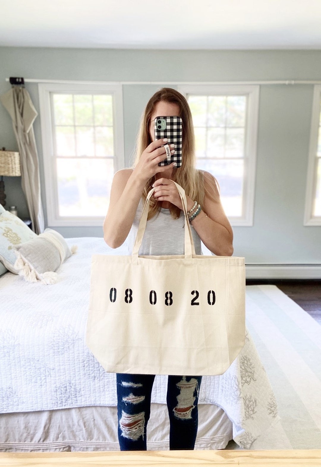SAVE THE DATE Over Sized Canvas Tote Bag, Custom Wedding Date Bag ...