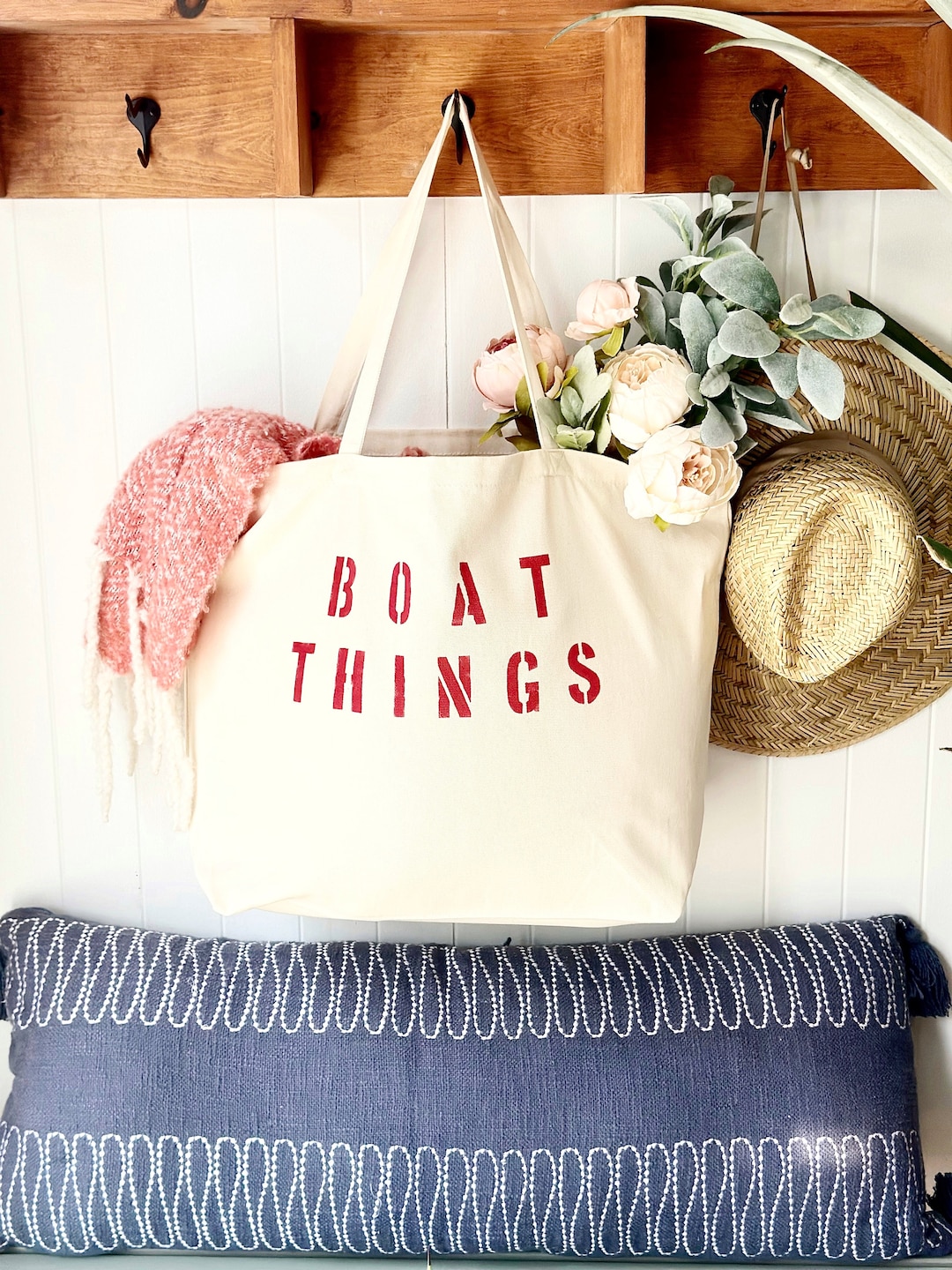 BOAT THINGS Oversized Canvas Tote, Reusable Boat Bag - Etsy