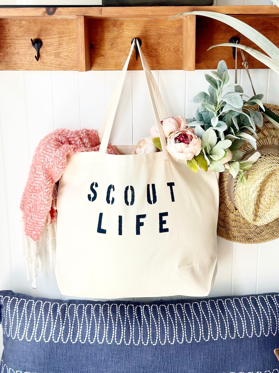 SCOUT LIFE Over Sized Canvas Tote Bag, Boy Scout Leader Tote Bag, Girl ...