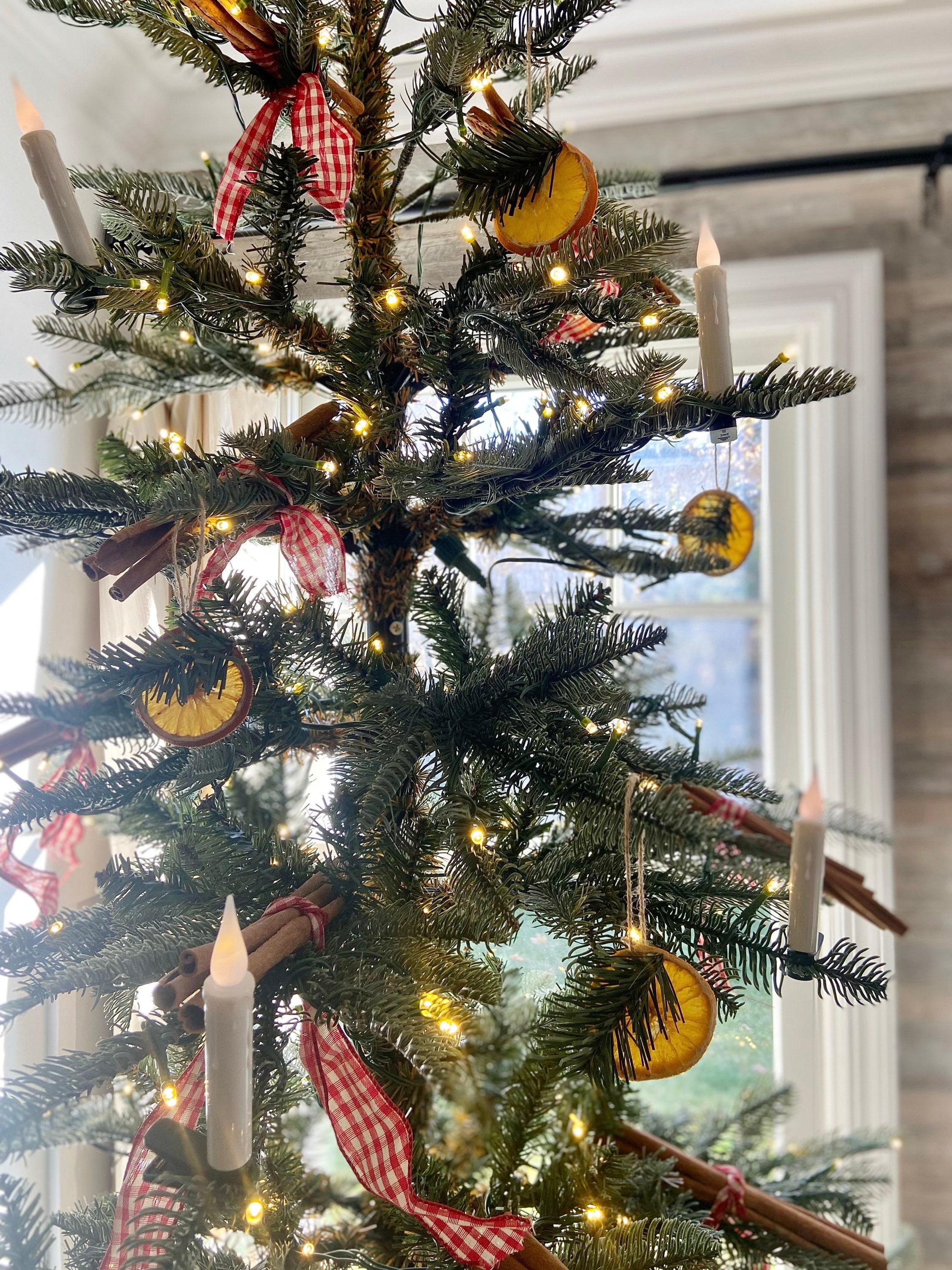 Set of 4 Dried Orange Slice Ornaments With Faux Greenery, Handmade ...