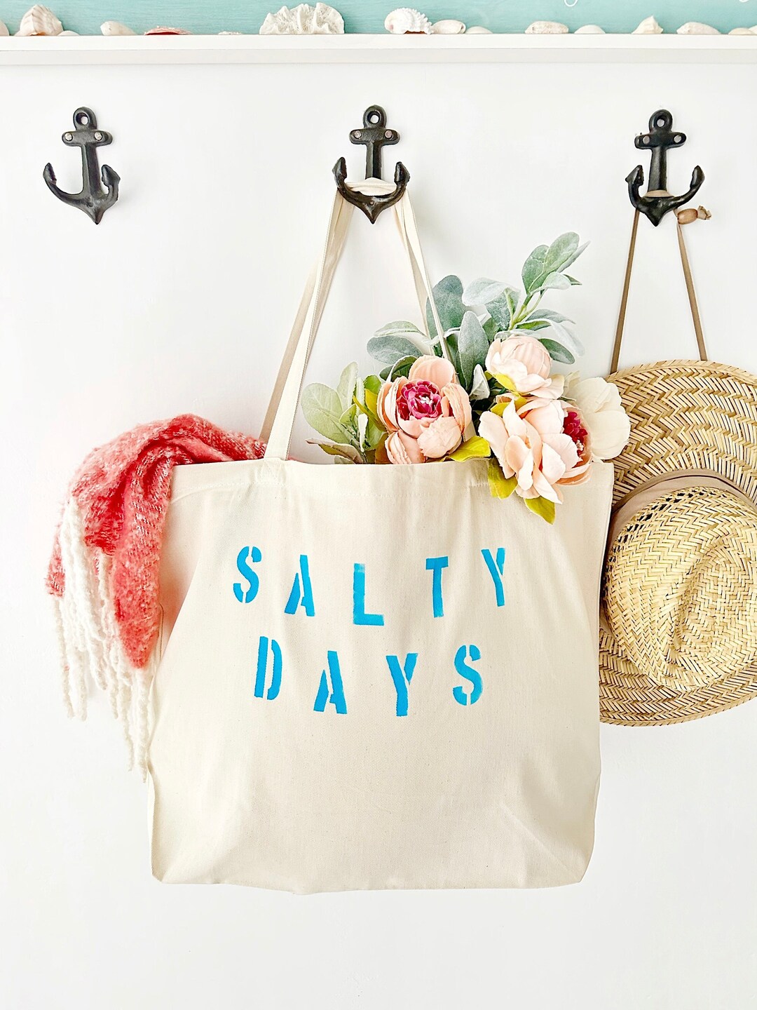 SALTY DAYS Over Sized Tote Bag, Summer Bag, Large Beach Bag, Big Beach ...