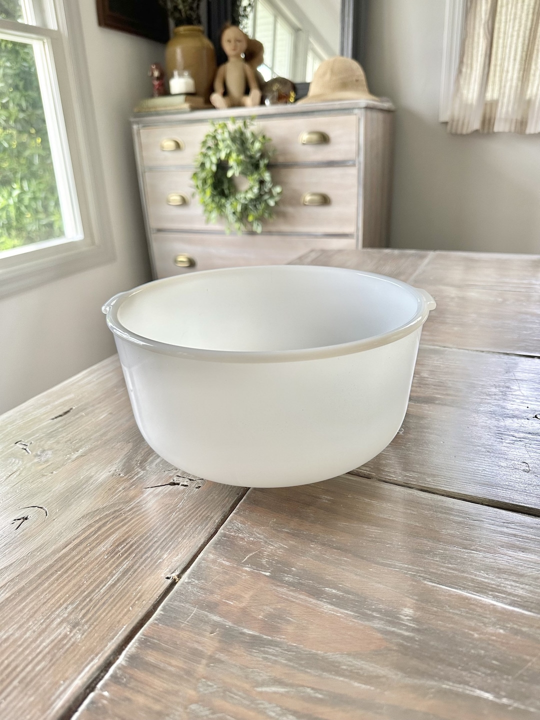 Vintage MCM Glasbake Made for Sunbeam Milk Glass Mixing Bowl 19CJ 9.5 ...