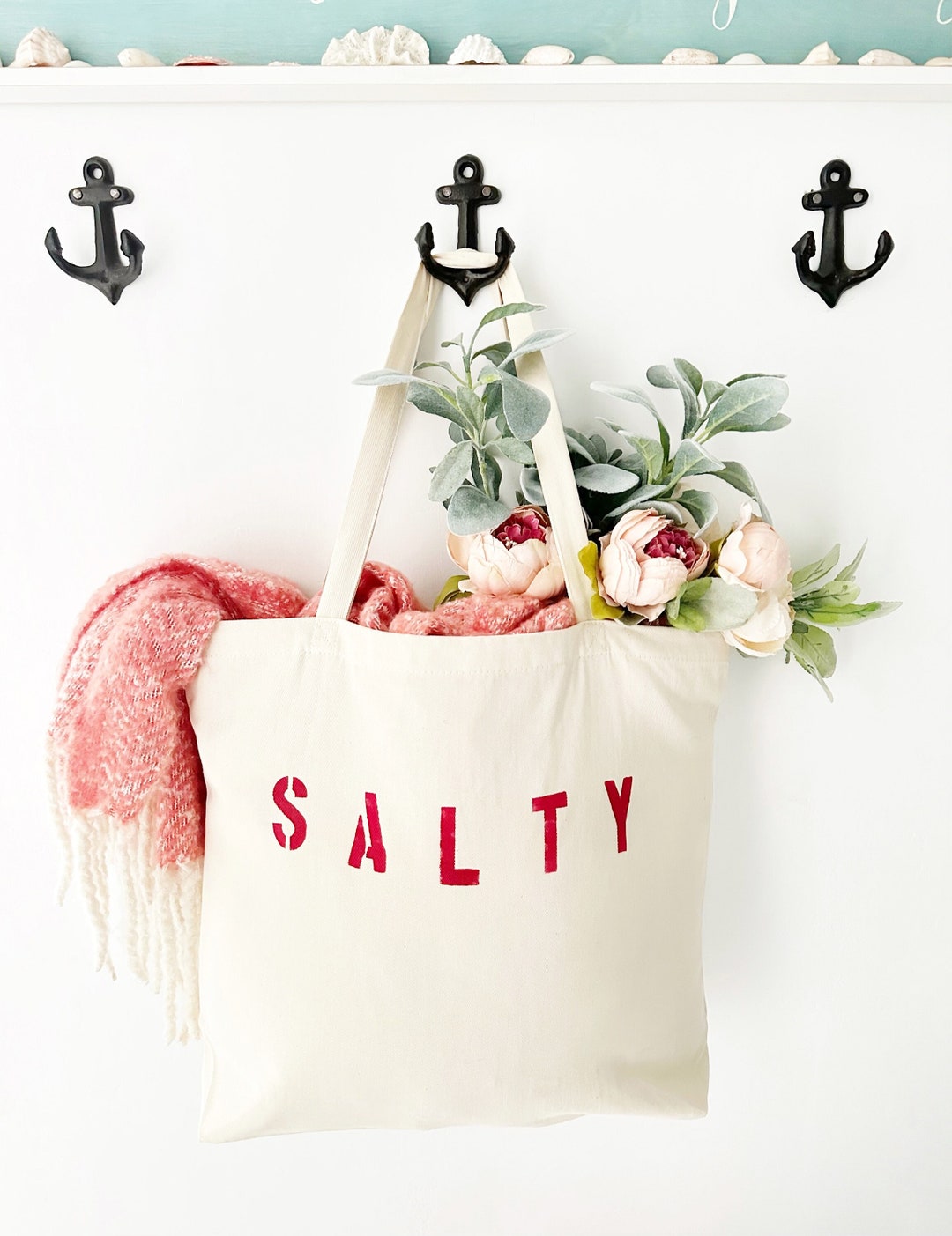 SALTY Canvas Over Sized Tote Bag, Salty Bag, Salty Beach Bag ...