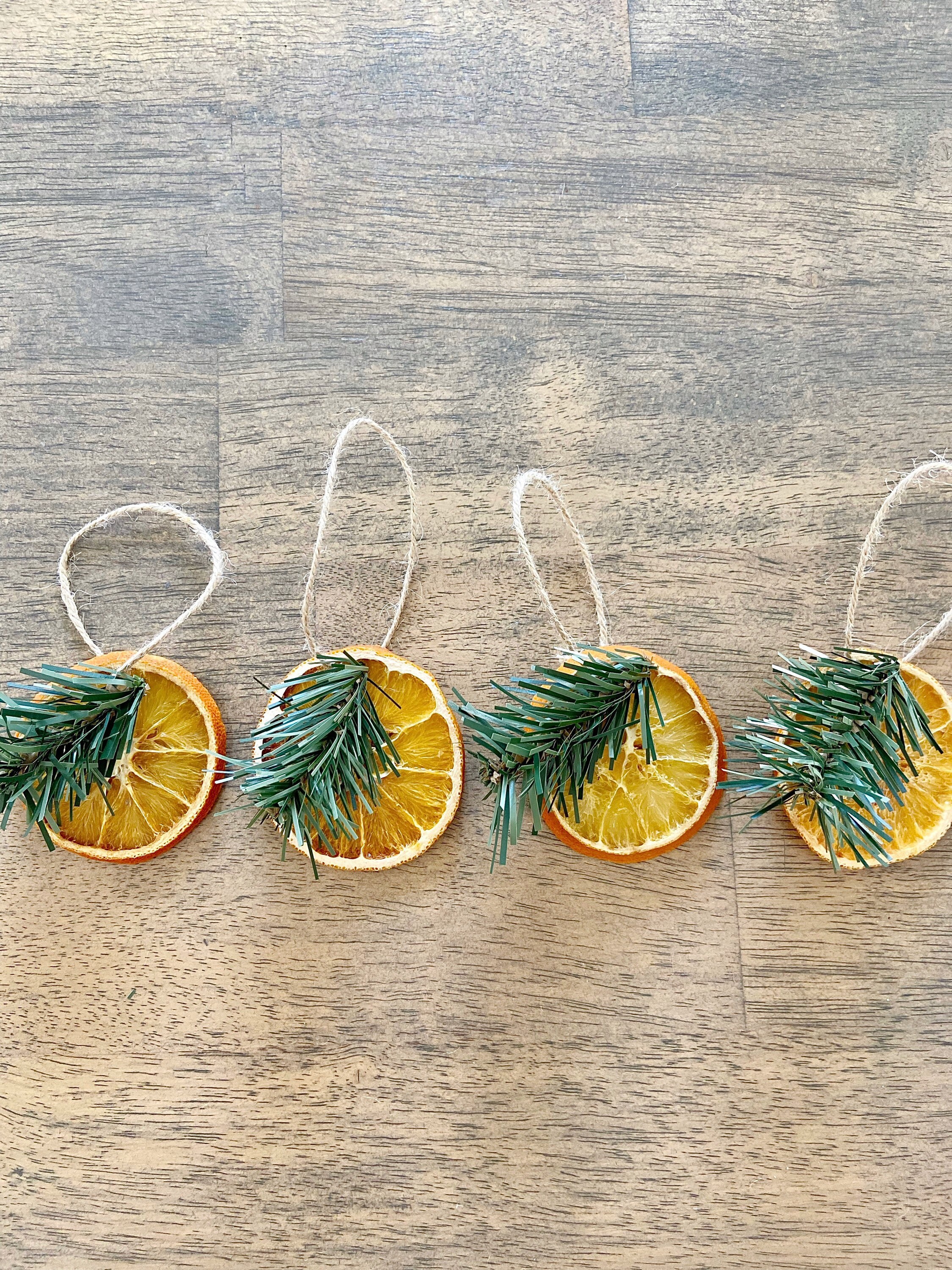 Set of 4 Dried Orange Slice Ornaments With Faux Greenery, Handmade ...