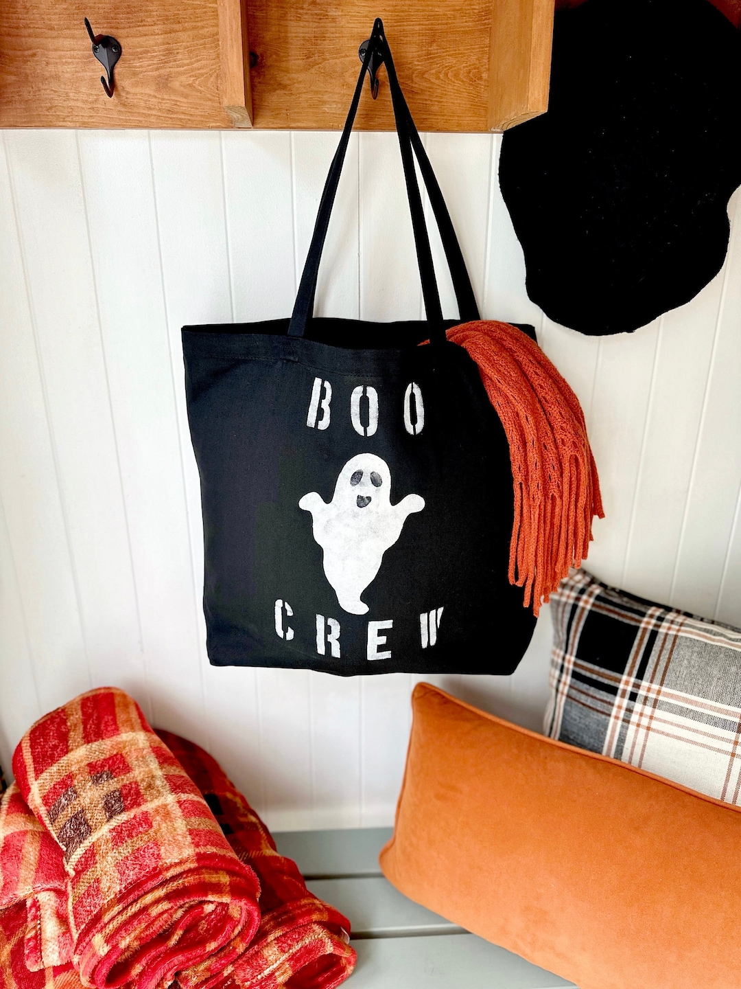 BOO CREW Ghost Canvas Tote Bag for Trick or Treating, Halloween Tote ...