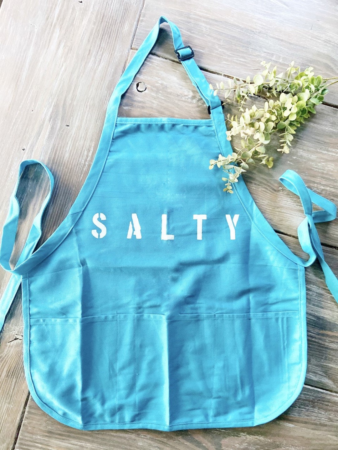 Hand Painted Turquoise "salty" Apron: Adjustable Cotton Twill - Etsy
