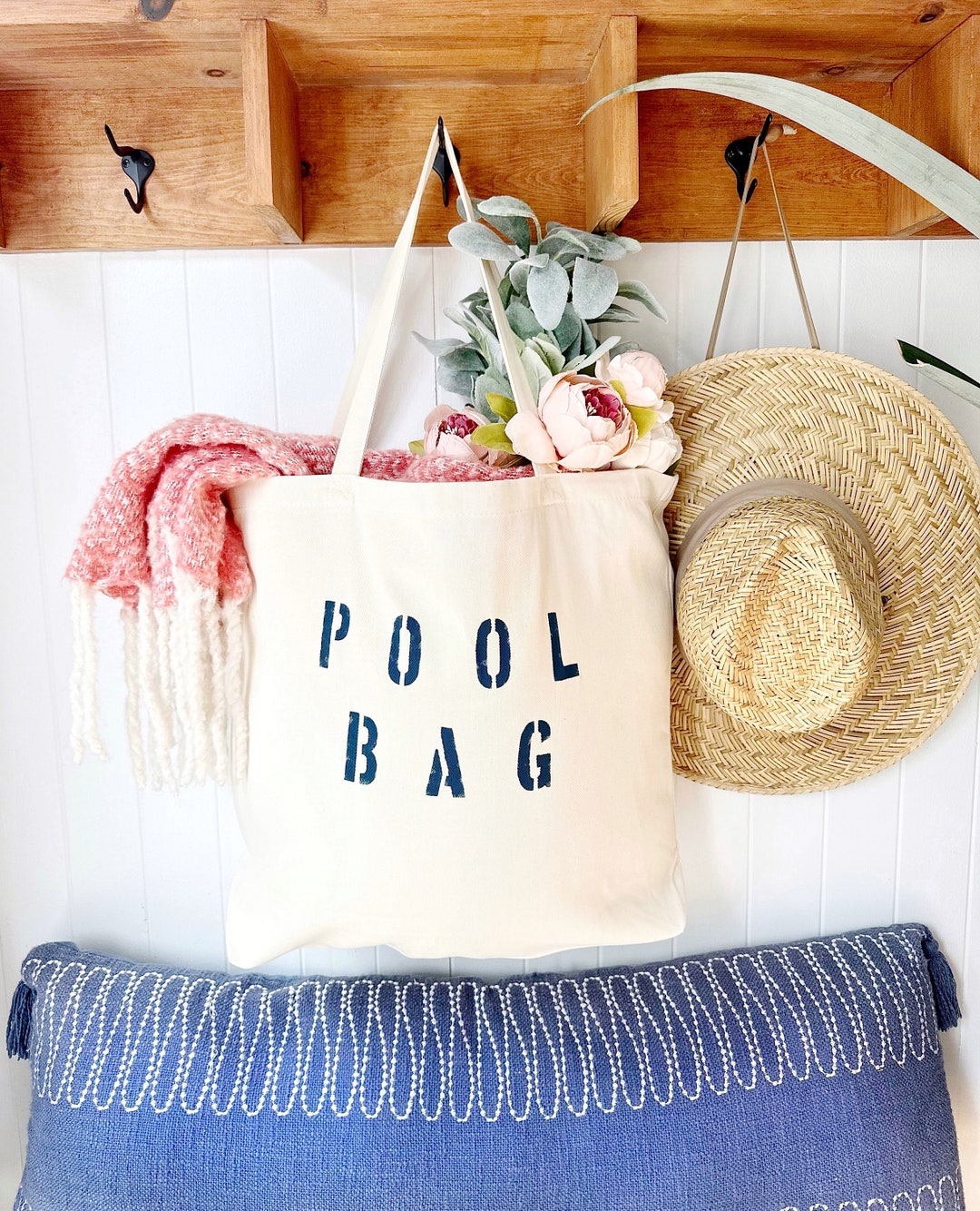 POOL BAG Over Sized Canvas Tote, Summer Bag, Bag for the Pool, Girls ...