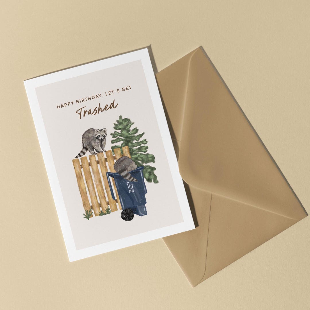 Funny Raccoon Birthday Card, Let's Get Trashed - Etsy