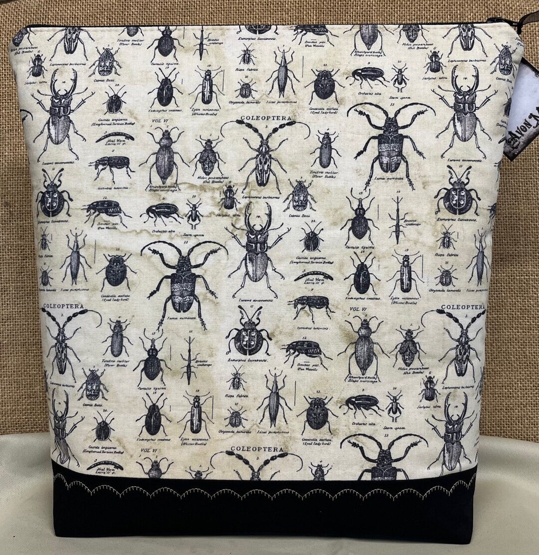 Beetles Zippered Pouch XXL *yarn/craft Project Bag - Etsy