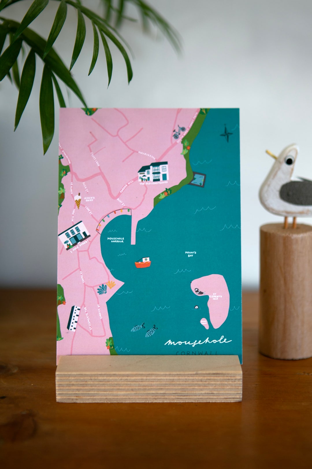 Mousehole Map Postcard Cornish Map Mousehole Harbour Cornwall Souvenir ...