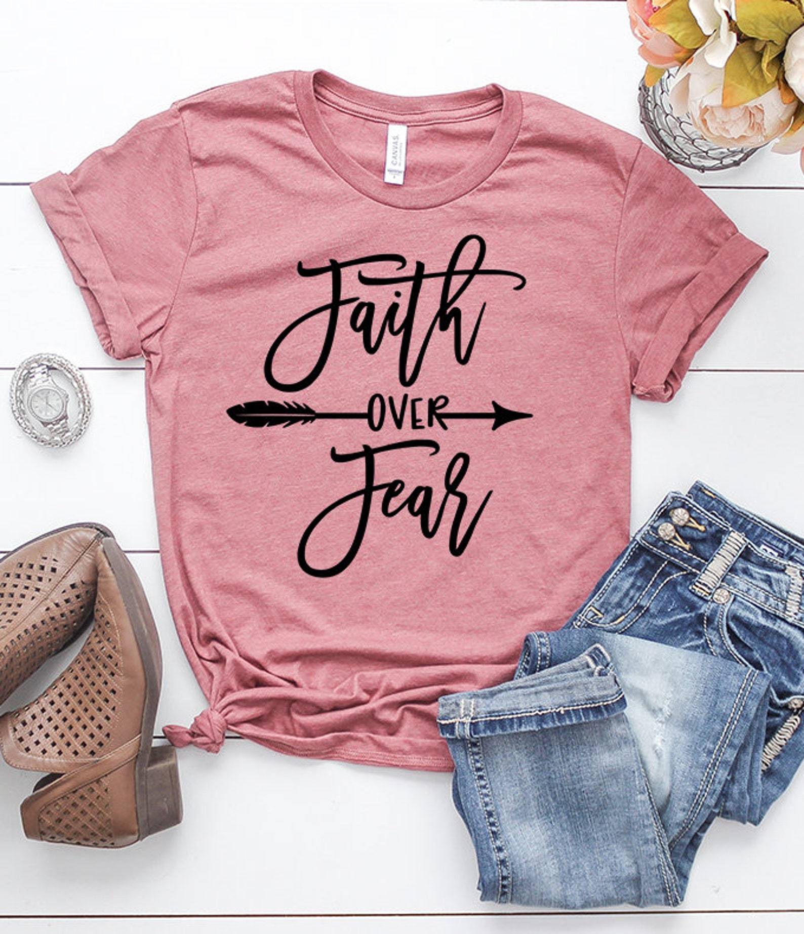 Faith Over Fear Shirt Women Faith Over Fear tshirt Faith | Etsy