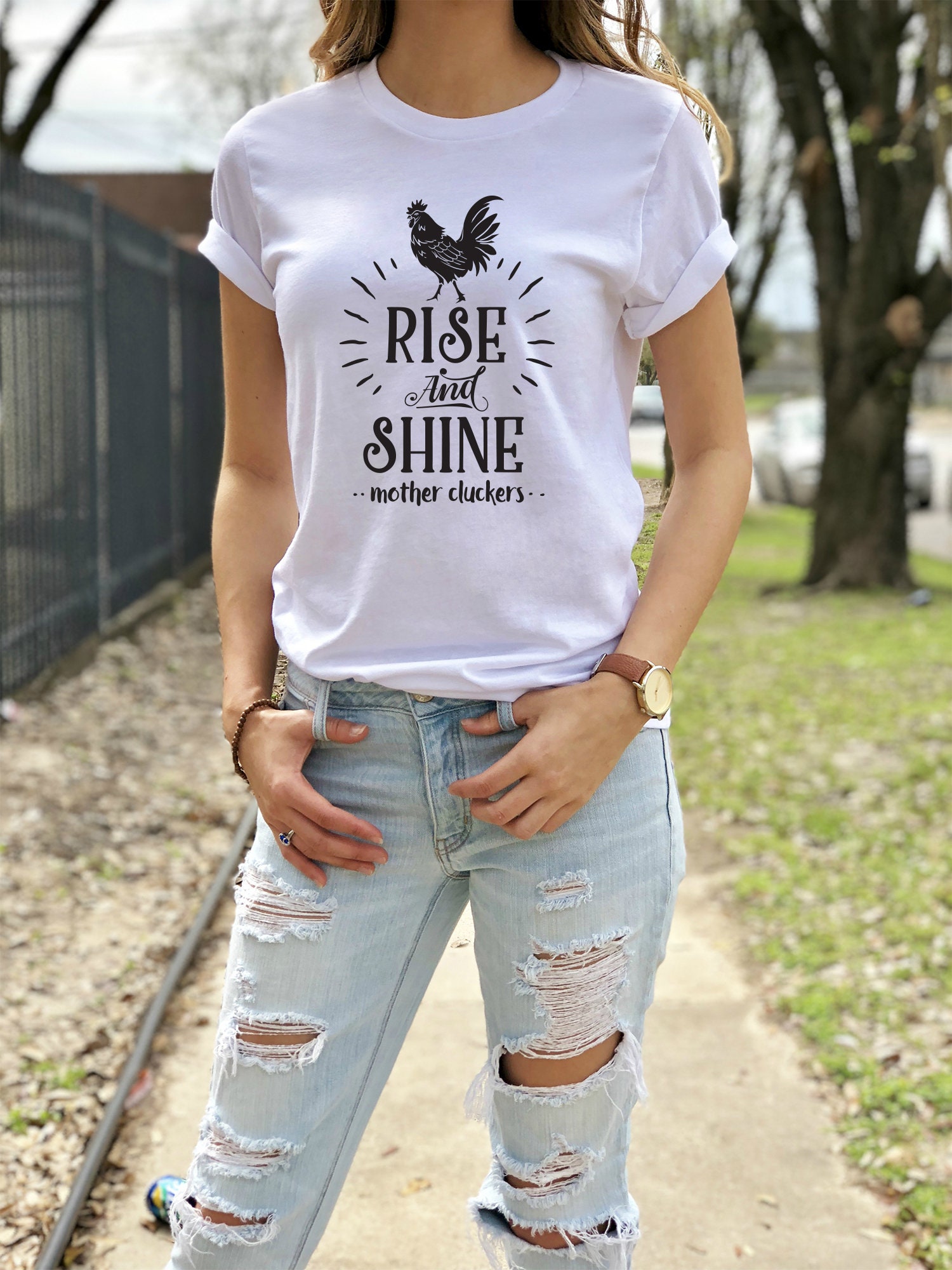 Rise and Shine Mother Cluckers Funny Mom Shirt Women's | Etsy