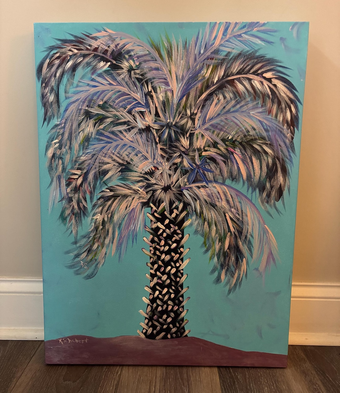 Blue Palmetto Tree Painting Original 18” by 24” on Gallery Wrapped ...