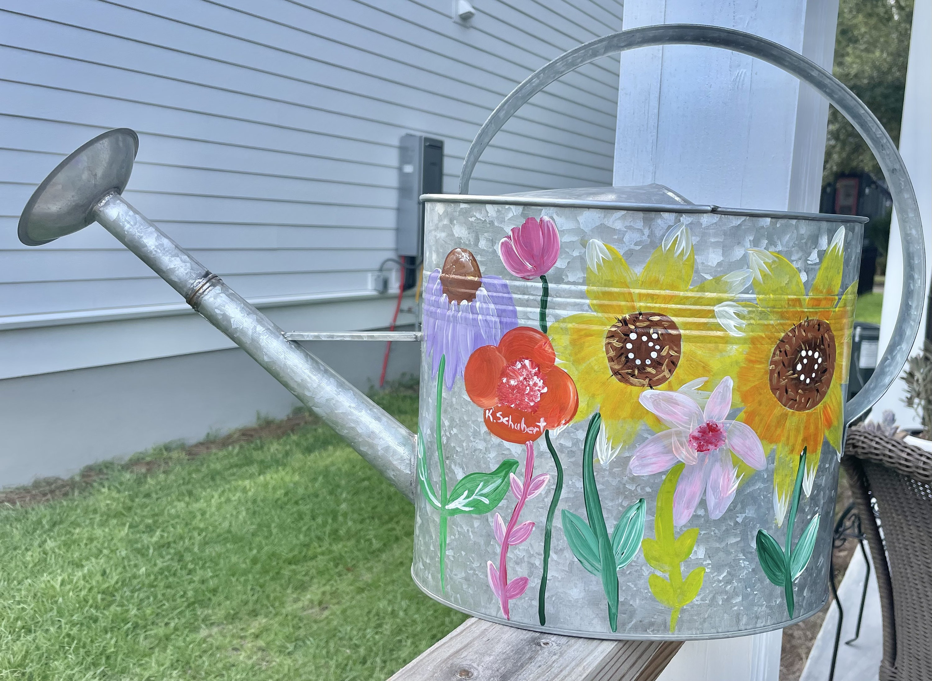 Painted Wildflower Watering Can 2 Gallon Galvanized - Etsy