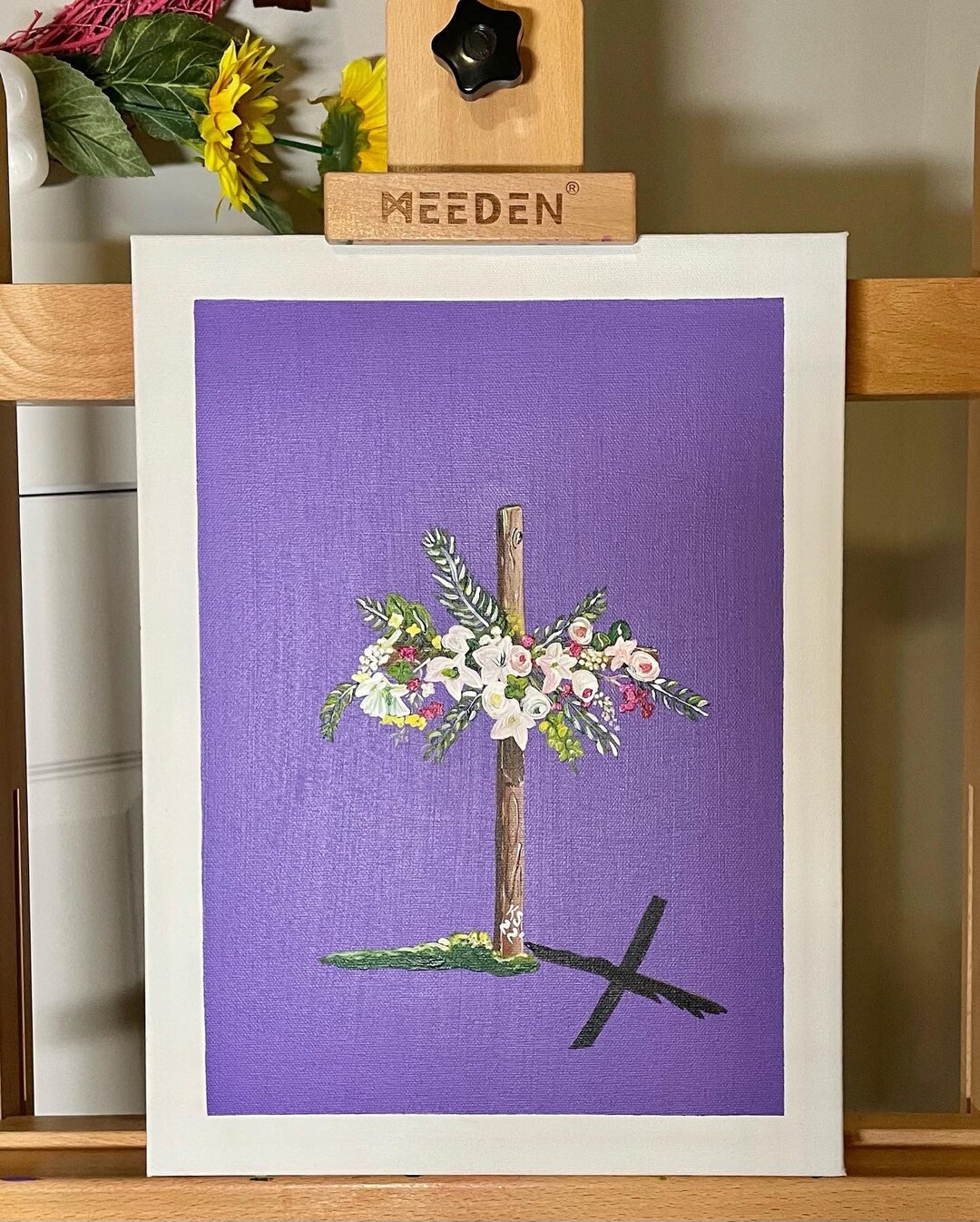 Easter Cross Acrylic Painting on a 12” by 16” Gallery Wrapped Canvas - Etsy