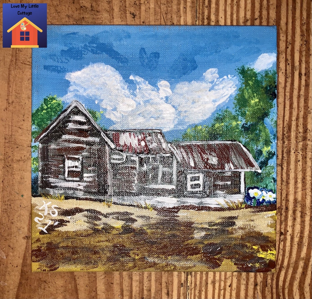 Wooden Shack Painting on a 6" Linen Panel - Etsy