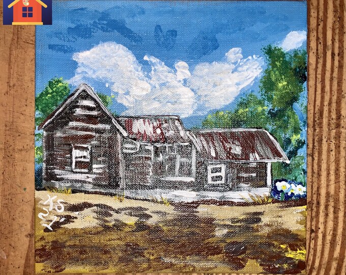 Wooden Shack Painting on a 6" Linen Panel - Etsy