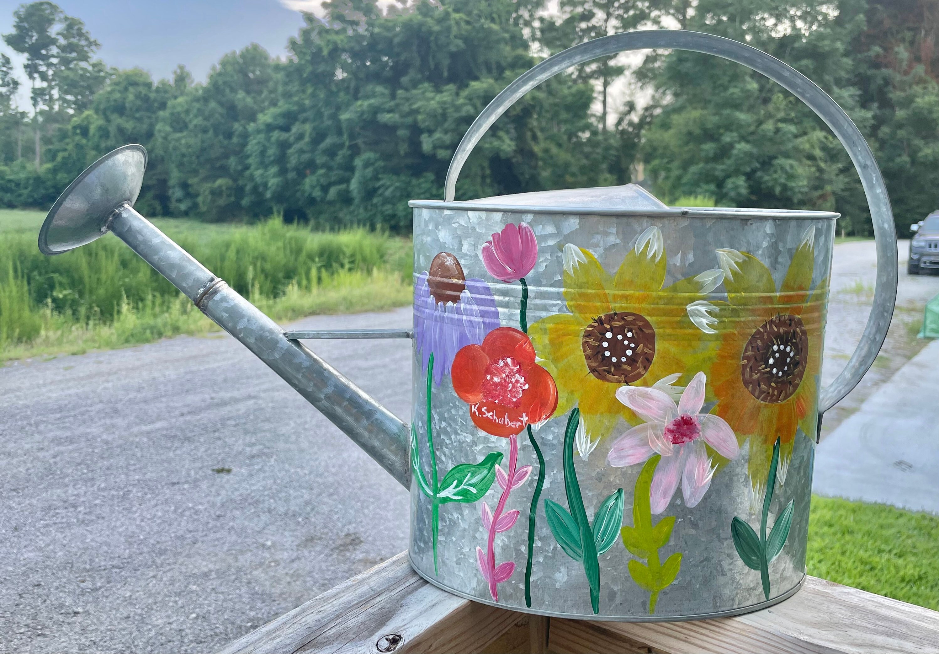 Painted Wildflower Watering Can 2 Gallon Galvanized - Etsy