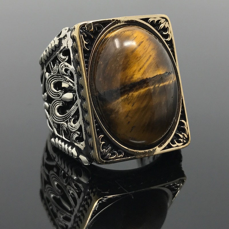 Tiger Eye Ring Men - Etsy