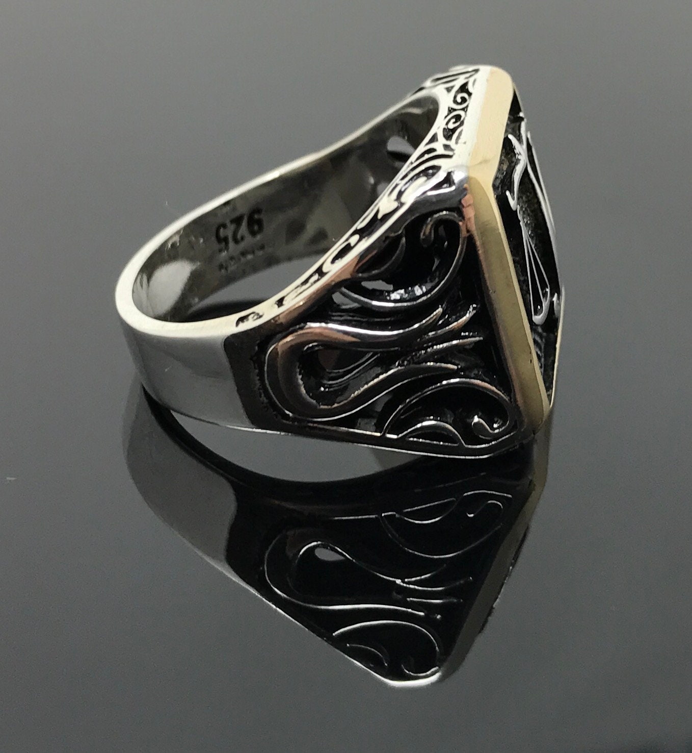Handmade 925k Sterling Silver Justice Sign Elegant Men's Ring ...