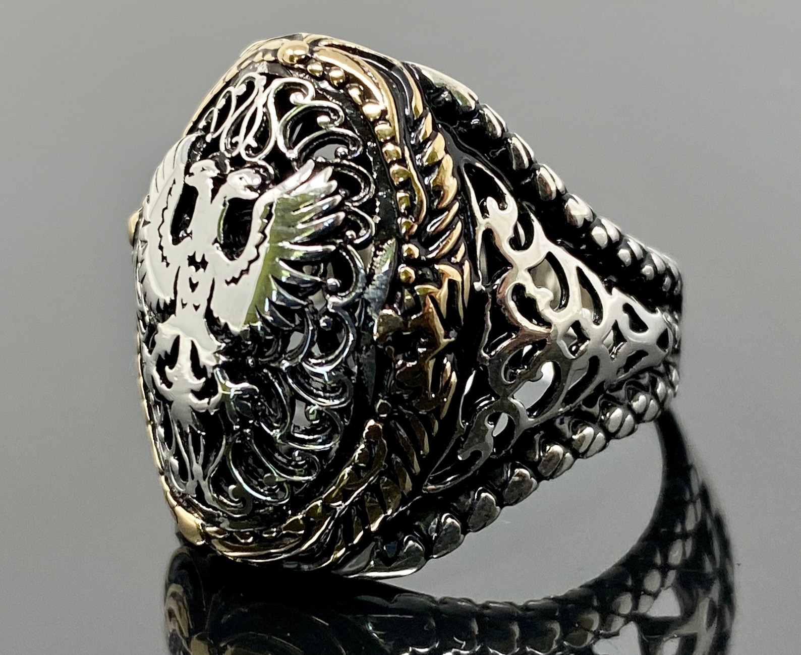 Handmade 925k Sterling Silver Filigree Design Double Head - Etsy
