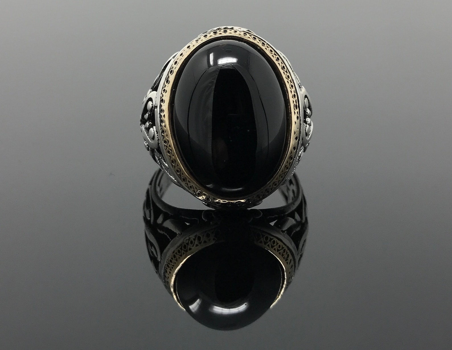 Handmade 925k Sterling Silver Natural Oval Black Onyx Stone - Etsy