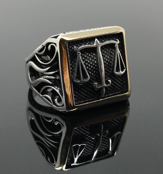 Handmade 925k Sterling Silver Justice Sign Elegant Men's | Etsy