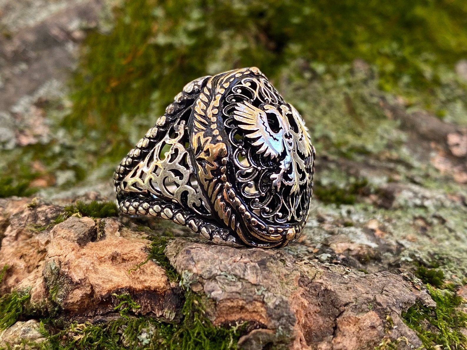 Handmade 925k Sterling Silver Filigree Design Double Head - Etsy